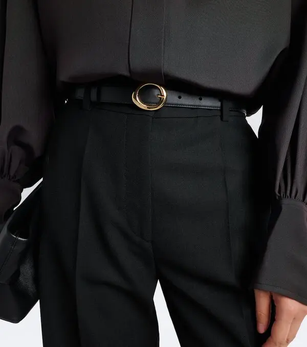 JOSEPH Rene Leather Belt - Black