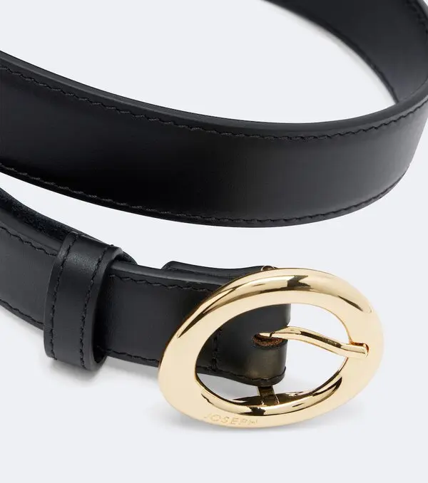 JOSEPH Rene Leather Belt - Black