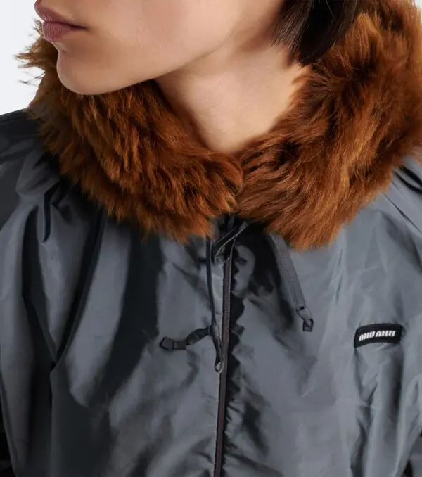 Miu Miu Shearling-trimmed Technical Jacket