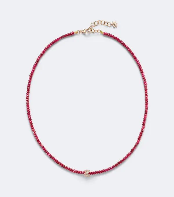 SUZANNE KALAN Infinite 18kt Rose Beaded Necklace With Rubies And Diamonds - Red