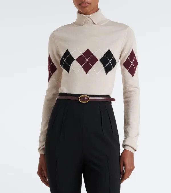 MUGLER Argyle Virgin Wool Sweater