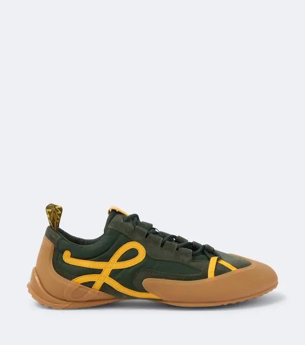 Loewe Grip Suede-trimmed Sneakers - Green
