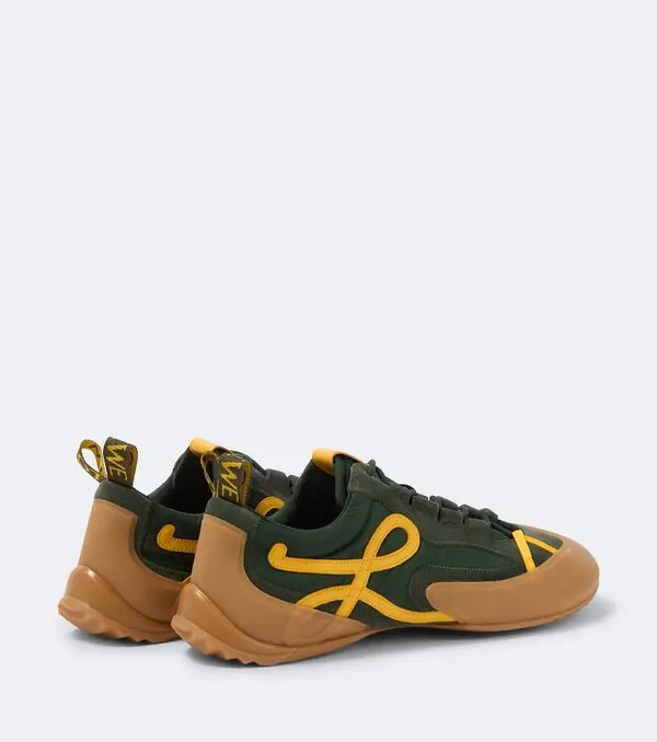 Loewe Grip Suede-trimmed Sneakers - Green