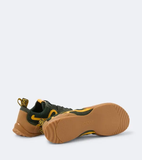 Loewe Grip Suede-trimmed Sneakers - Green