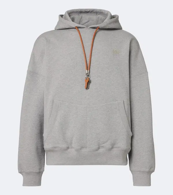 Loewe Anagram Cotton Fleece Hoodie - Grey
