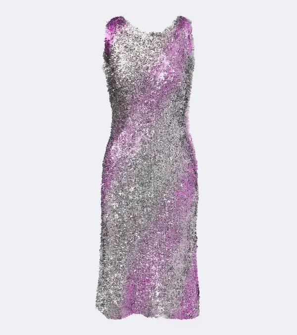 MAISON MARGIELA Embellished Midi Dress - Silver