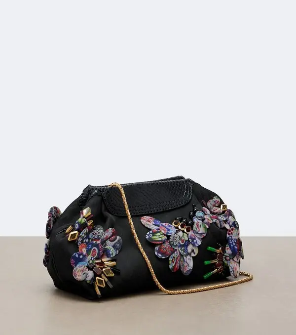 Dries Van Noten Embellished Leather-trimmed Clutch