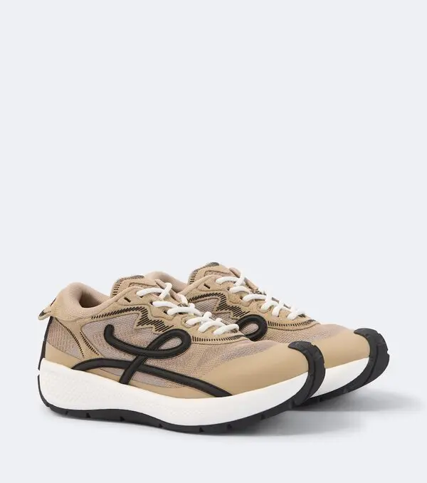 Loewe Pogo Suede-trimmed Sneakers - Beige