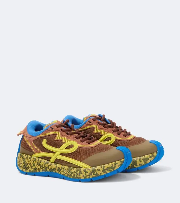 Loewe Pogo Suede-trimmed Sneakers - Multicoloured