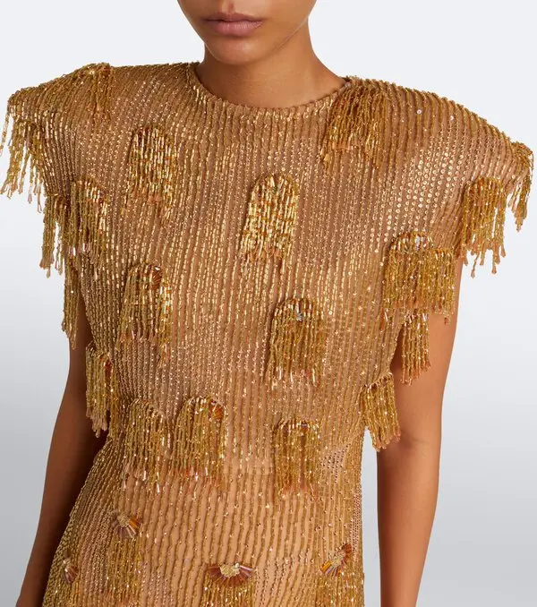 Rachel Gilbert Lani Caped Beaded Gown