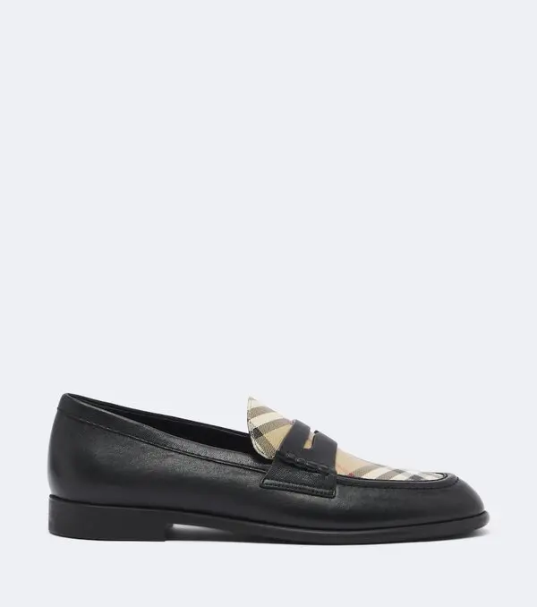 Burberry Check Leather Penny Loafers