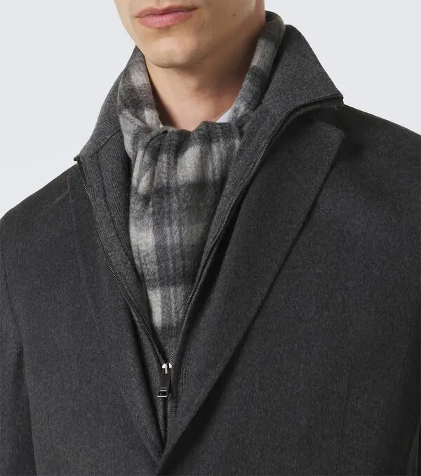 Zegna Checked Fringed Cashmere Scarf
