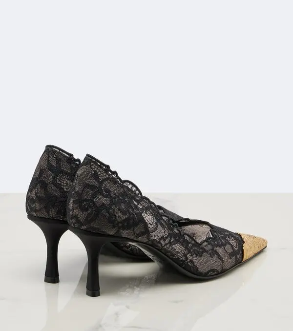 JIMMY CHOO Faiz Lace Pumps With Ankle Strap - Black