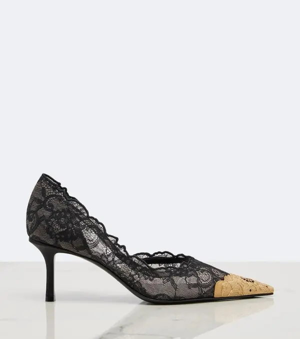 JIMMY CHOO Faiz Lace Pumps With Ankle Strap - Black