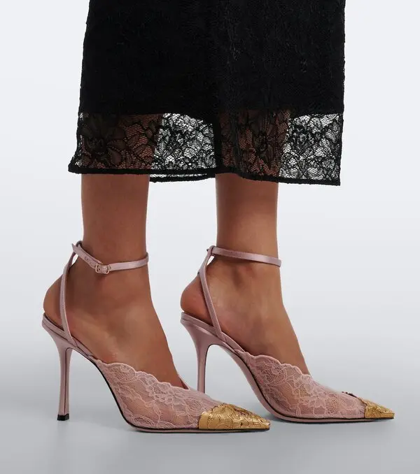 JIMMY CHOO Faiz Lace Pumps With Ankle Strap - Pink