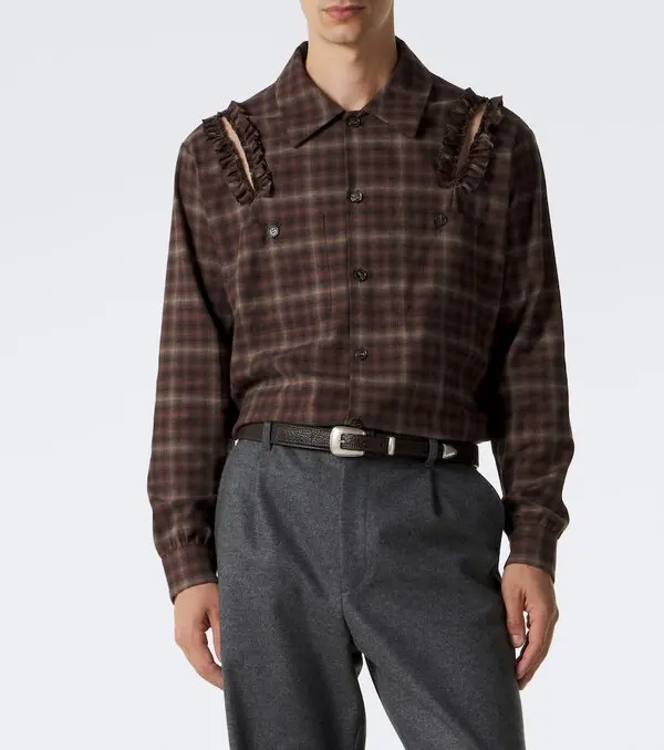 Simone Rocha Ruffled Checked Cotton Flannel Shirt
