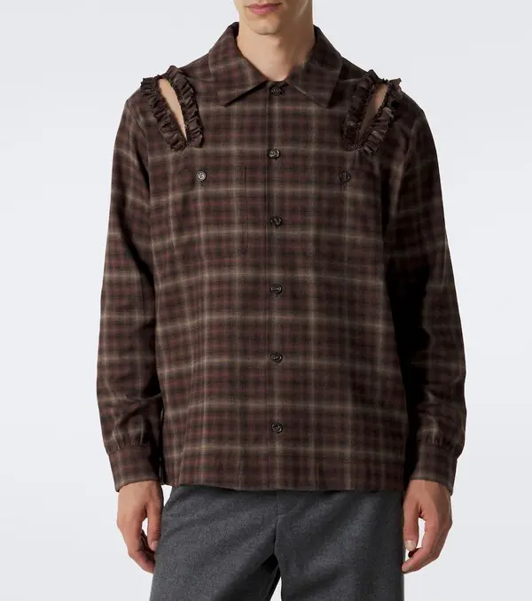 Simone Rocha Ruffled Checked Cotton Flannel Shirt