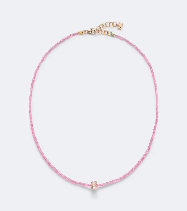SUZANNE KALAN Infinite 18kt Rose Beaded Necklace With Spinels And Diamonds - Gold