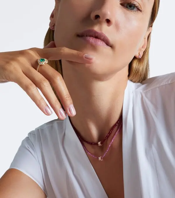 SUZANNE KALAN Infinite 18kt Rose Beaded Necklace With Spinels And Diamonds