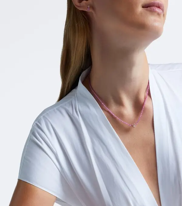 SUZANNE KALAN Infinite 18kt Rose Beaded Necklace With Spinels And Diamonds