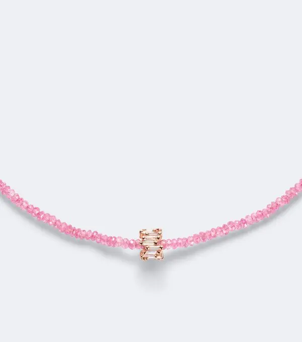 SUZANNE KALAN Infinite 18kt Rose Beaded Necklace With Spinels And Diamonds