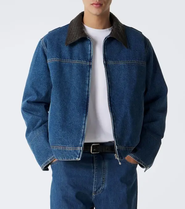 Bottega Veneta Leather-trimmed Denim Jacket