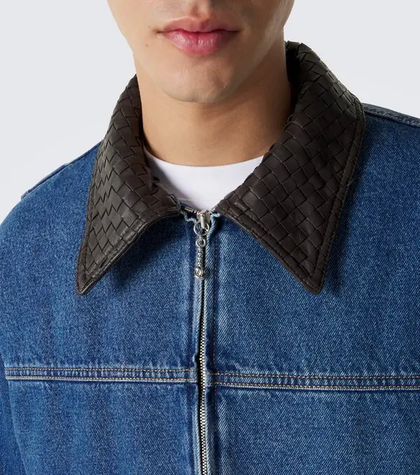 Bottega Veneta Leather-trimmed Denim Jacket