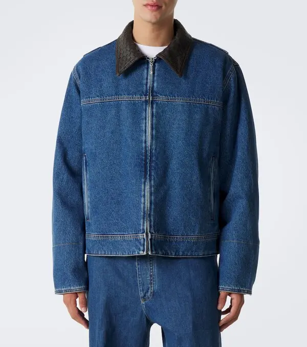 Bottega Veneta Leather-trimmed Denim Jacket