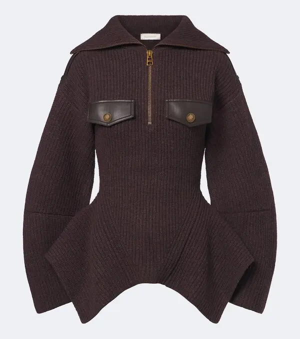 Zimmermann Valiant Wool-blend Half-zip Sweater - Brown
