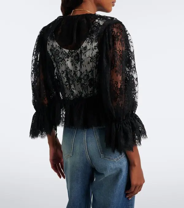 Chloé Semi-sheer Cotton-blend Lace Blouse