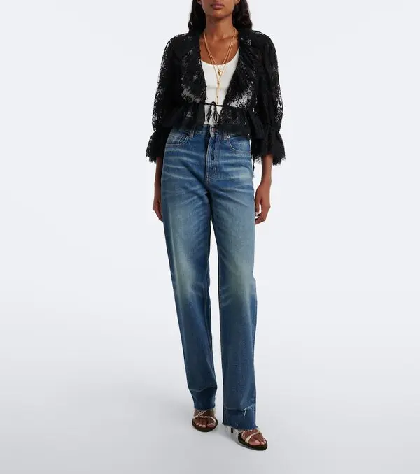 Chloé Semi-sheer Cotton-blend Lace Blouse