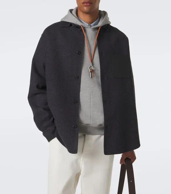 Loewe Leather-trimmed Wool And Silk Overshirt