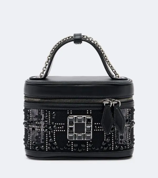 ROGER VIVIER Très Vivier Micro Crystal-embellished Vanity Bag - Black
