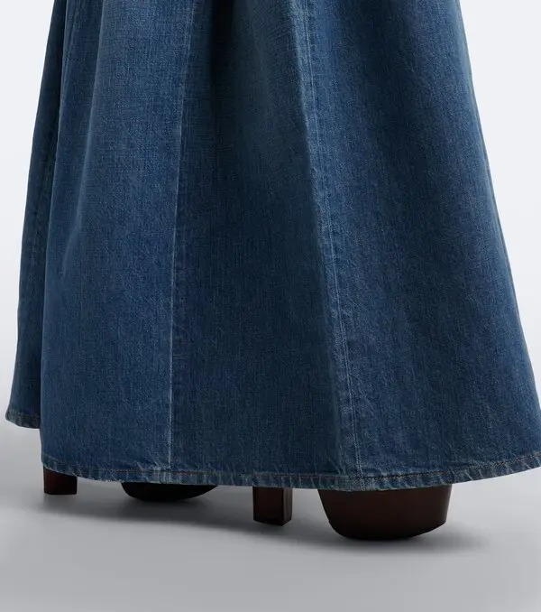 Chloé Pleated Denim Maxi Skirt