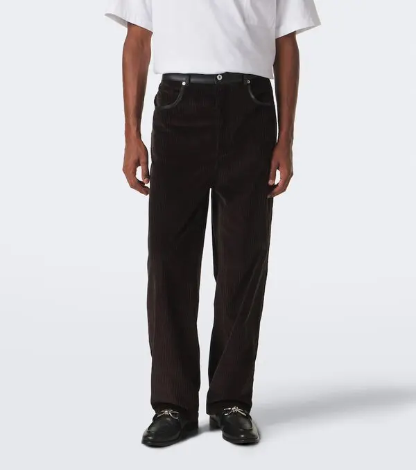 Bottega Veneta Leather-trimmed Cotton Corduroy Pants
