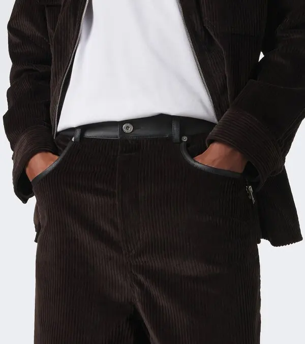 Bottega Veneta Leather-trimmed Cotton Corduroy Pants