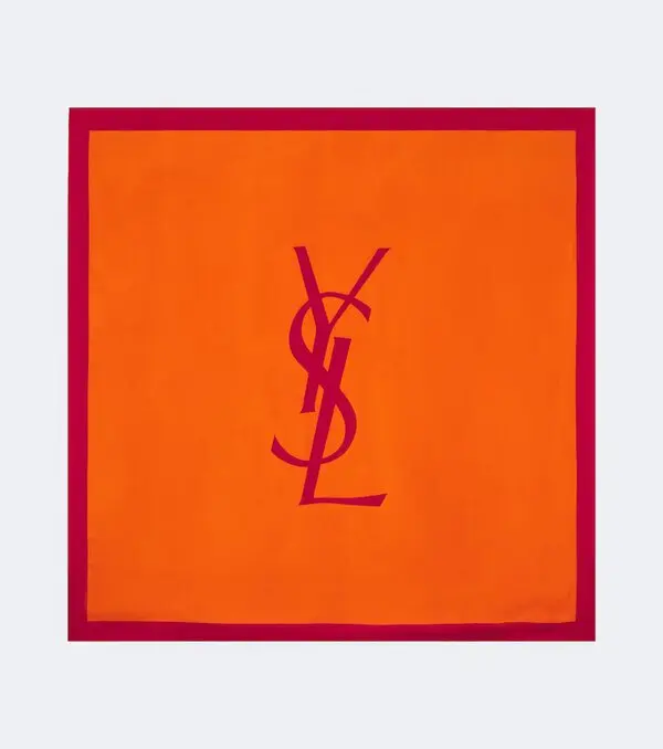 Saint Laurent Cassandre Silk Twill Scarf - Orange