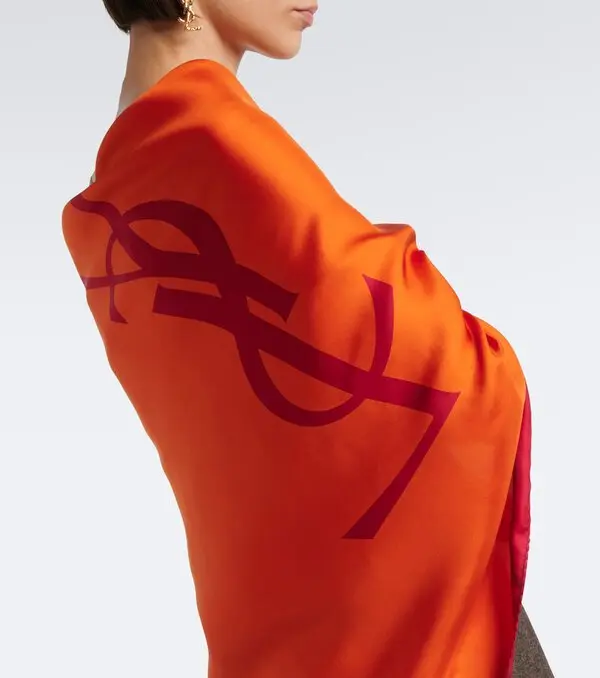 Saint Laurent Cassandre Silk Twill Scarf