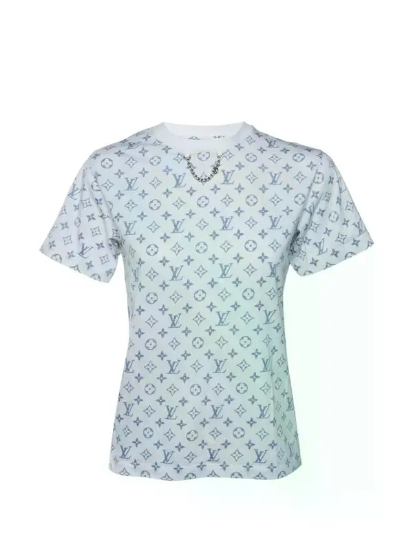 LOUIS VUITTON Monogram Print Chain Detail T-shirt - White