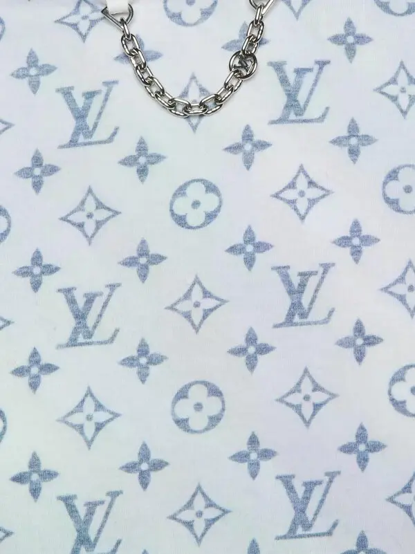 LOUIS VUITTON Monogram Print Chain Detail T-shirt - White