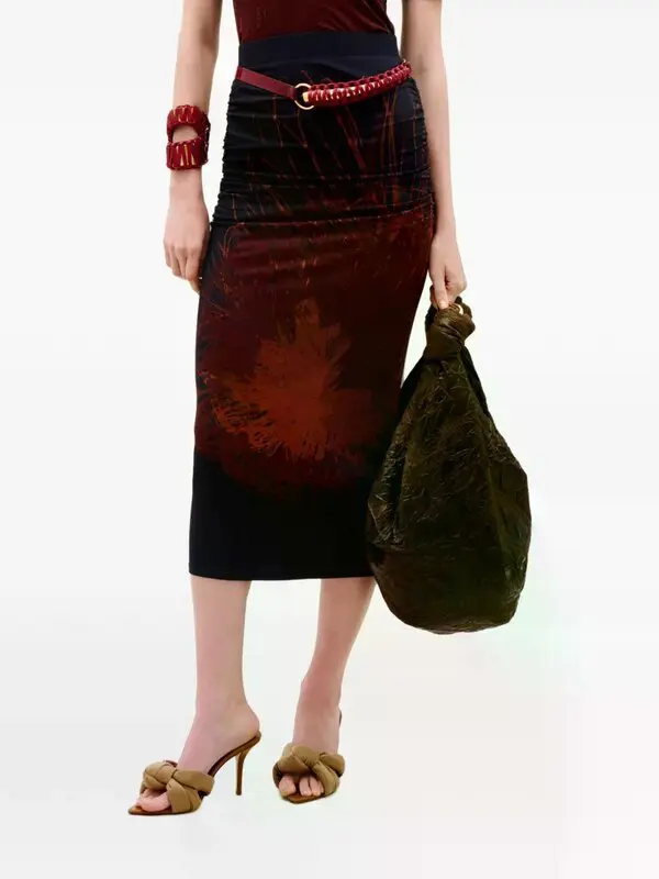 Silvia Tcherassi Niove Ruched Printed Mid Skirt - Blue