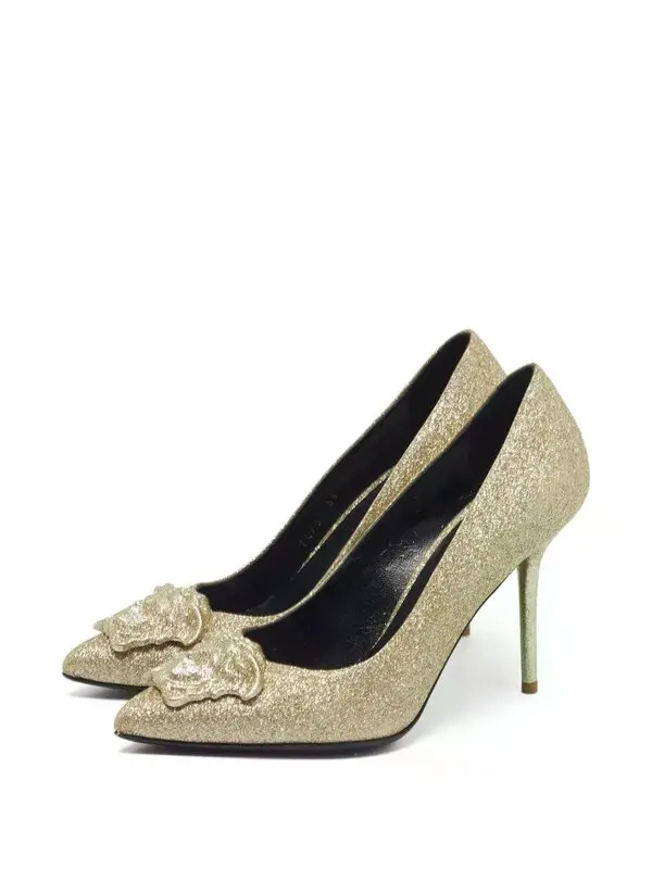 Versace Icon Medusa Glitter Pumps - Gold