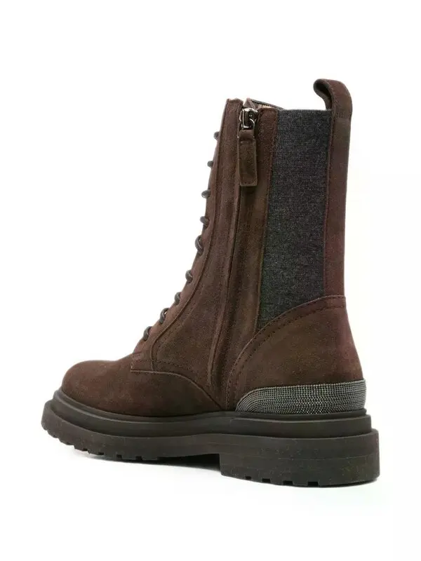 Brunello Cucinelli Lace-up Suede Combat Boots