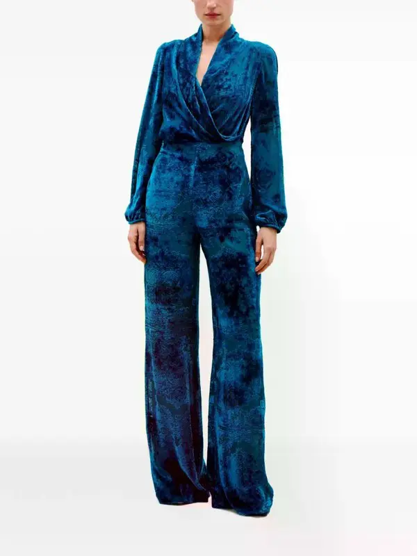 Silvia Tcherassi Devoré-velvet Wide-leg Trousers - Blue