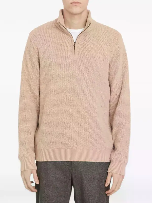 Vince Quarter-zip Waffle Knit Sweater - Neutrals