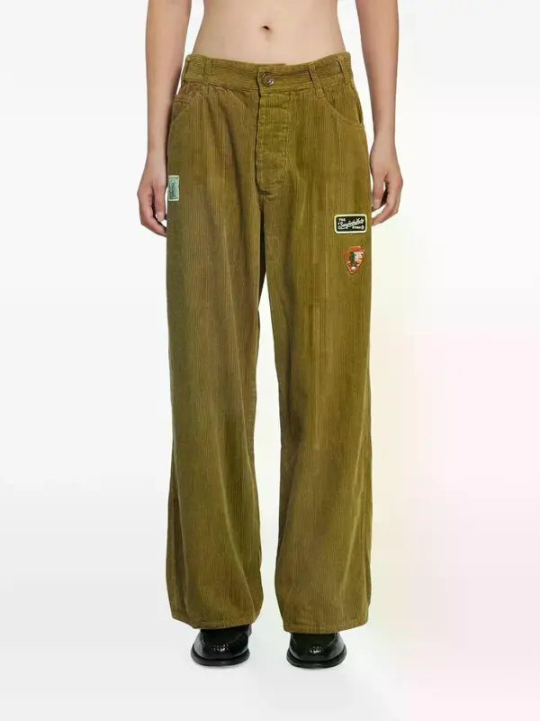 SONG FOR THE MUTE Baggy Patch-detail Corduroy Trousers - Yellow