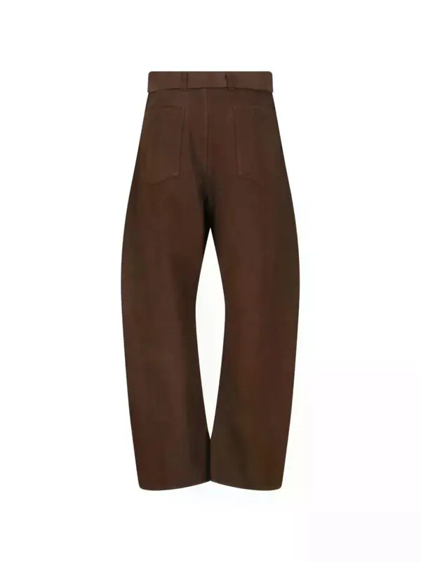 LEMAIRE Belted Curved-leg Trousers - Brown