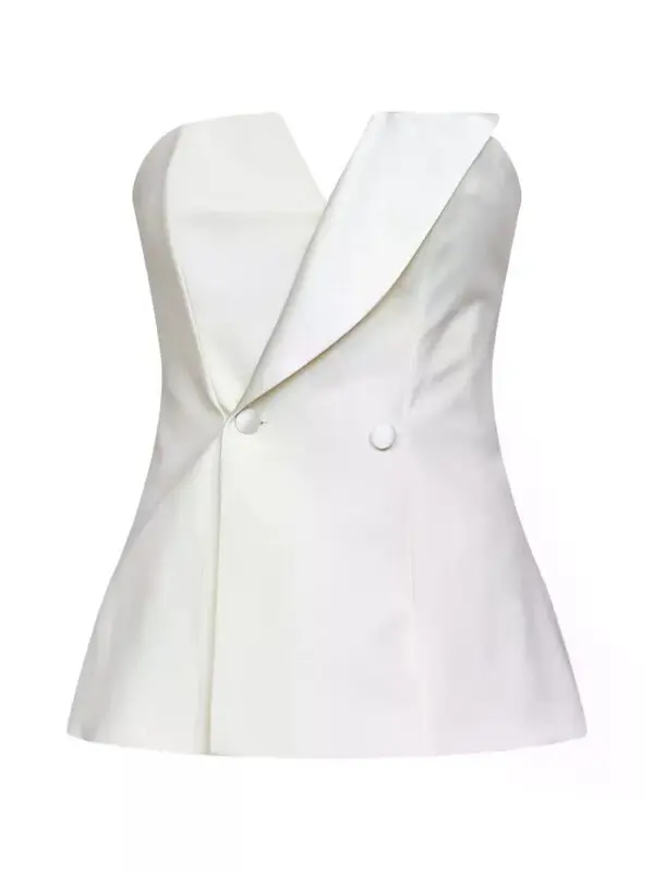 P.a.r.o.s.h Strapless Double-breasted Top - White