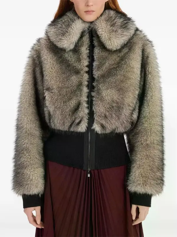 High Brogue Faux-fur Cropped Jacket