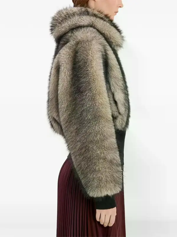 High Brogue Faux-fur Cropped Jacket